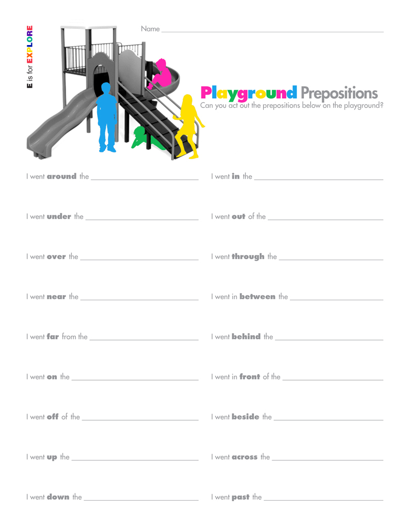 E is for Explore!: Playground Prepositions