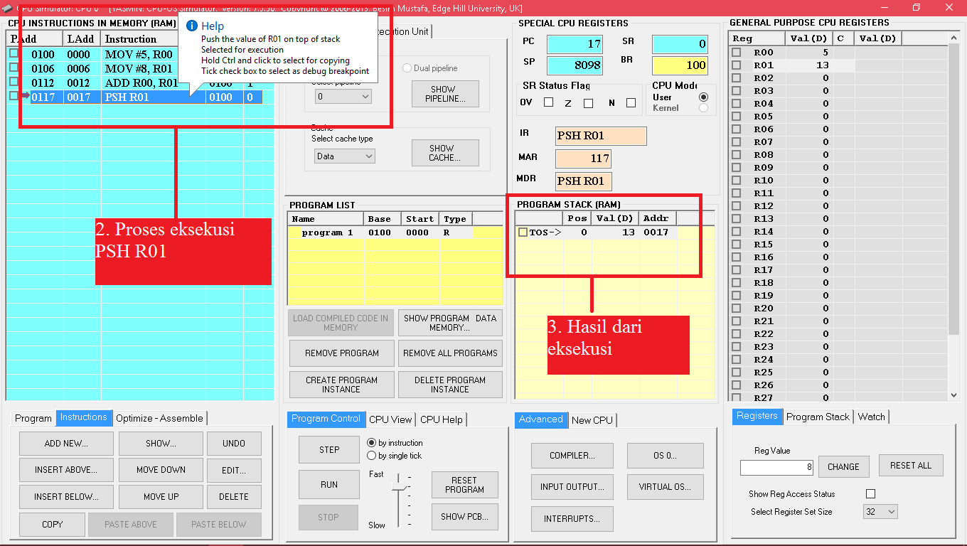 KISAH PERJALANAN: Menggunakan CPU-OS Simulator