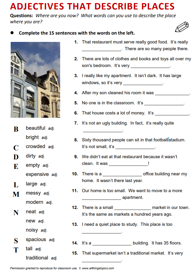Describing places - Useful vocabulary