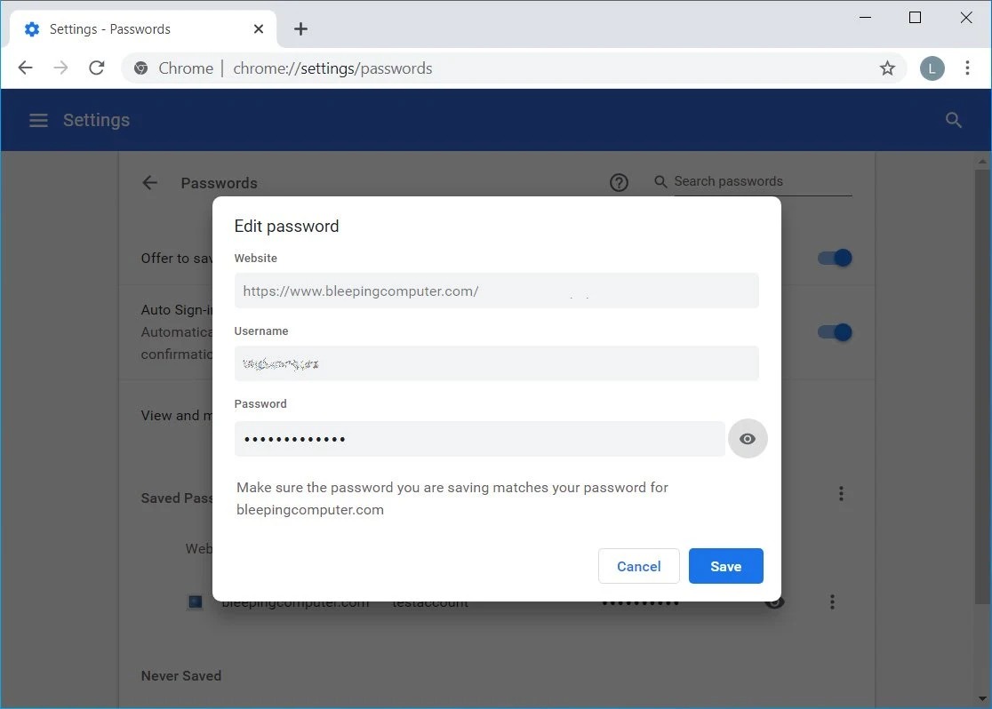 You can edit your passwords that you previously saved in the Chrome ...