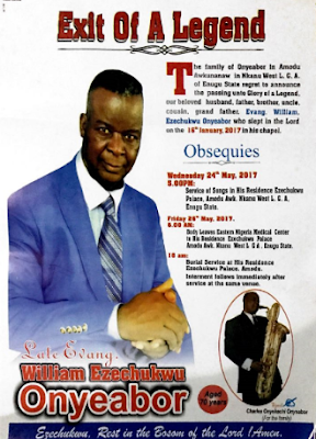 Legendary Nigerian musician, William Onyeabor to be buried on May 26