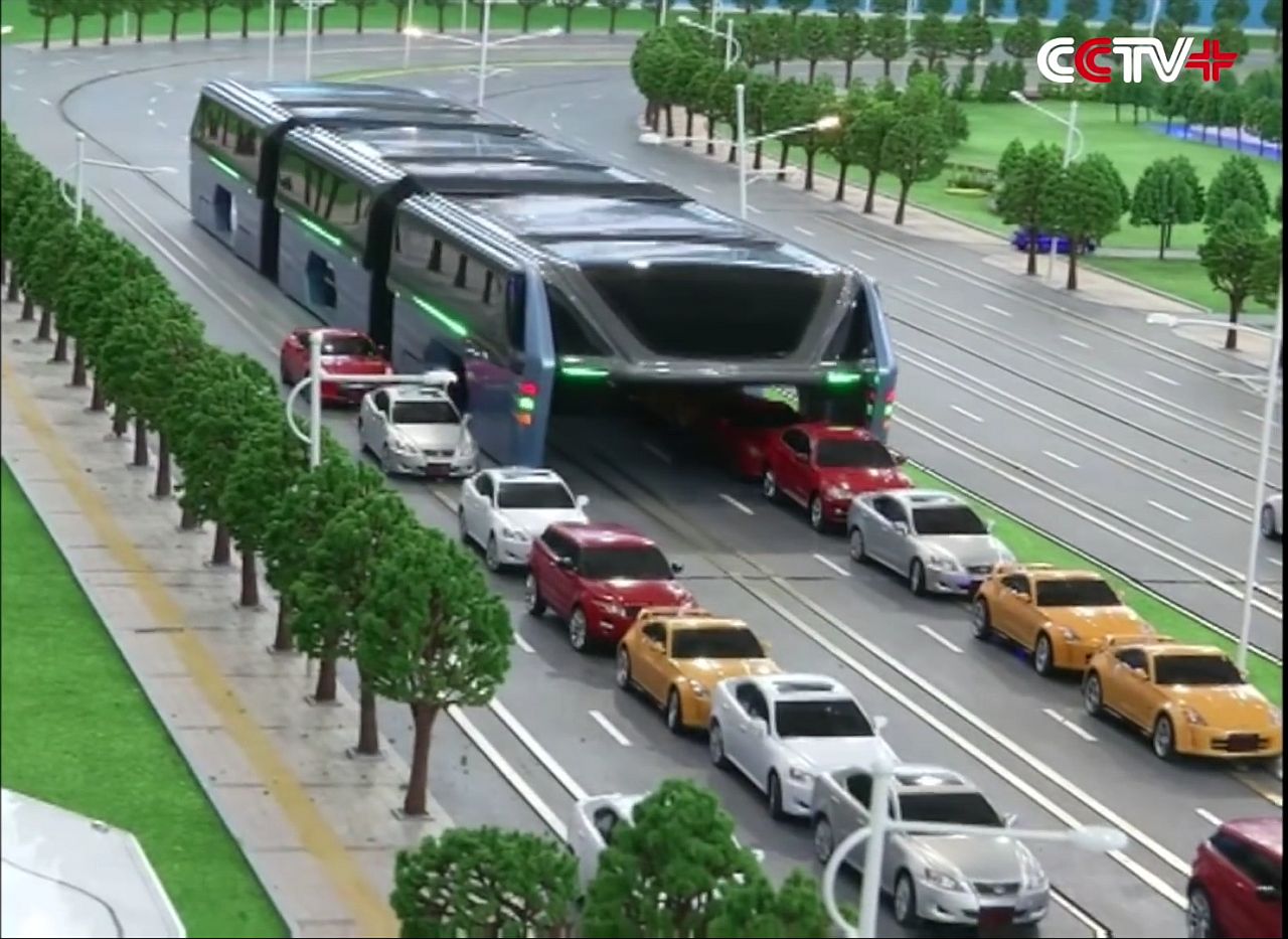 China Unveils Its Futuristic Transit Elevated Bus