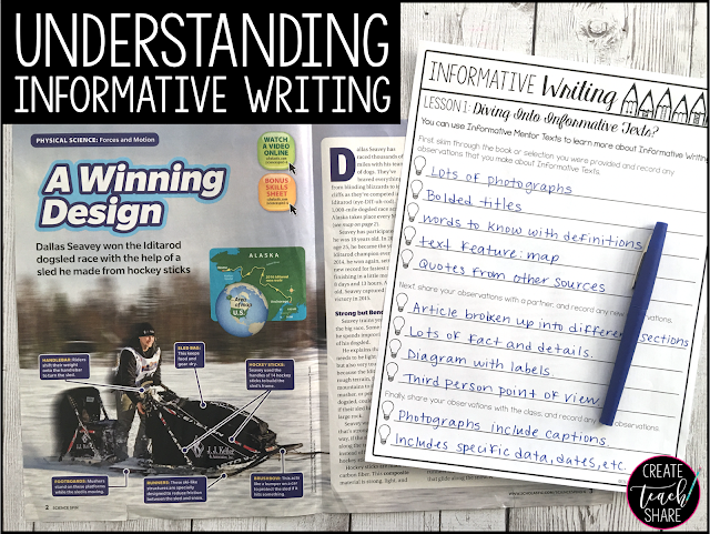 4 Mini-Lessons For Getting Started With Informative Writing | Upper ...