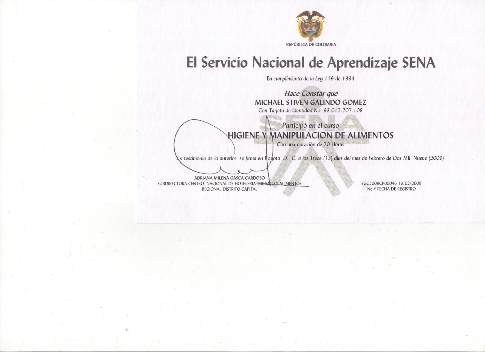 certificación : certificacion sena