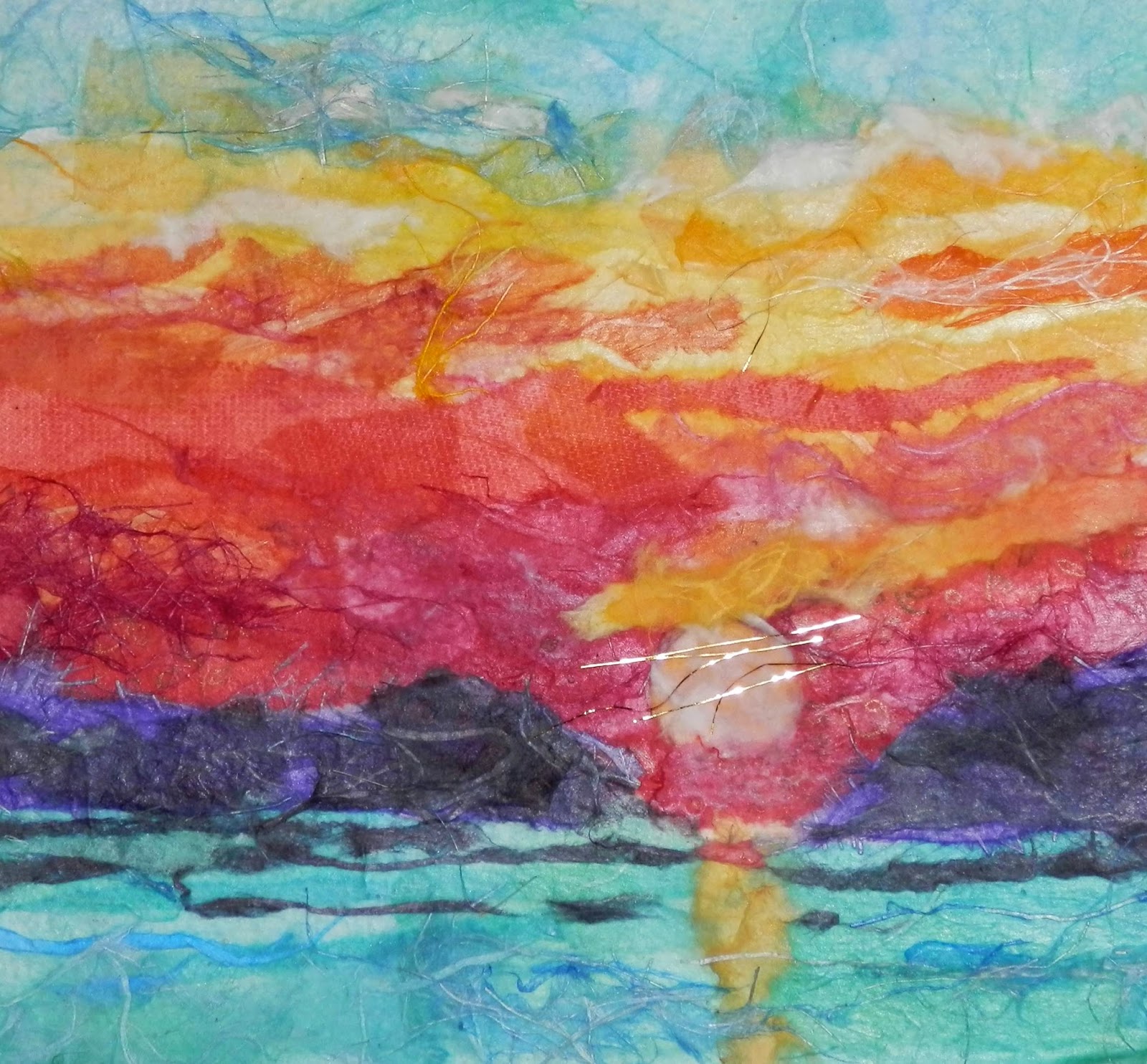 Tissue Paper Collage Sunset at Robyn Morgan blog