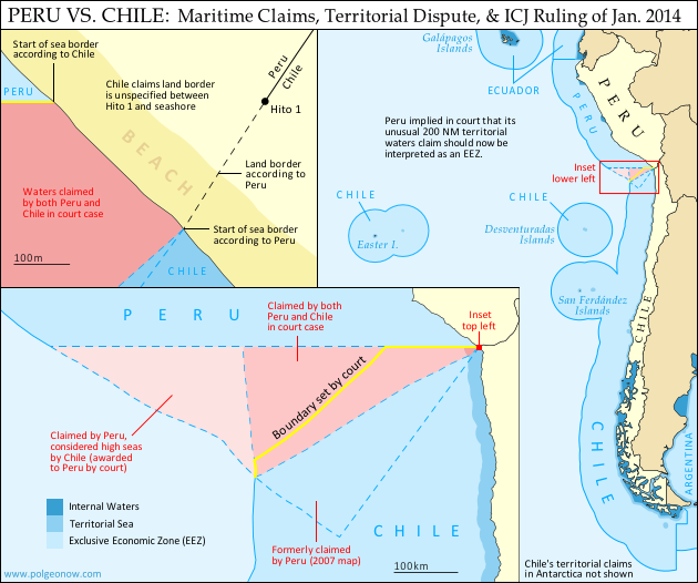 Map: Peru & Chile's Sea Dispute Settled in Court - Political Geography Now