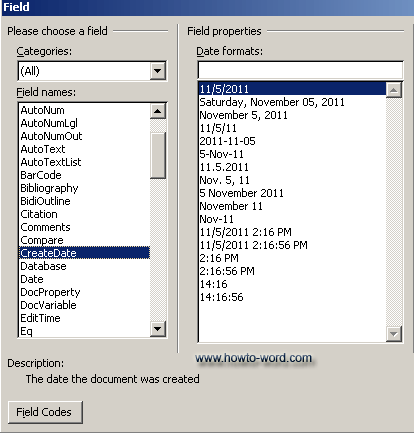 How to insert the date and time to show when a document was created ...