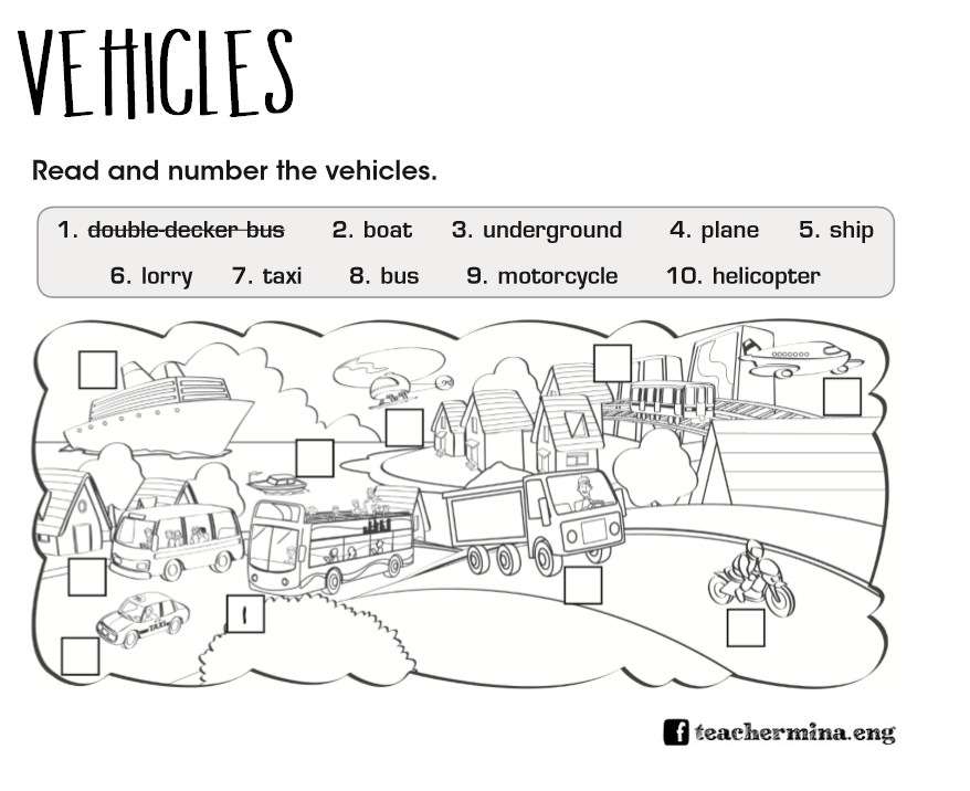 Teachermina: [activity] vehicles