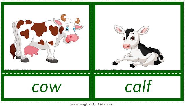 Printable Flashcards: Animals and Their Babies. Part 1.