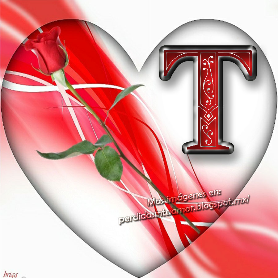 INICIALES Y NOMBRES PARA TI: INICIALES EN UN CORAZON BLANCO CON ROSA