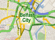 Belfast County Map Area - Map of Ireland City Regional Political