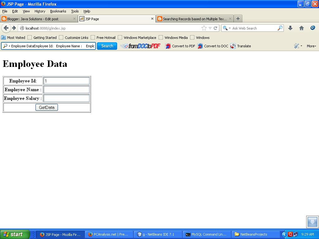 Searching Records based on Multiple Text Fields using Jsp and JSTL Tag Libraries - Java Passion