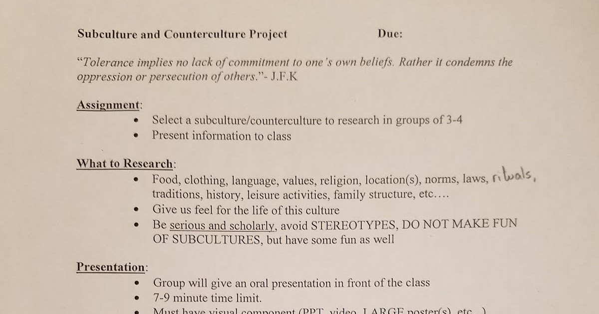 EFNY: Subculture/Counterculture Research Project