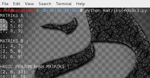 Penjumlahan dan Perkalian Matriks Ordo 3x3 Dengan Python - КȺКȺFuad