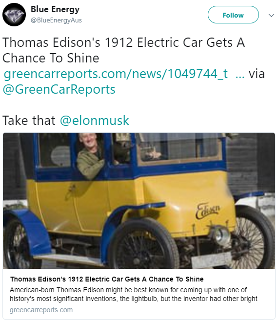Earth and Space News: Edison Electric Cars Precede Tesla Models by ...