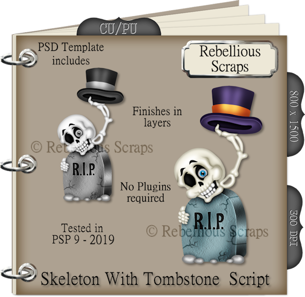 Rebellious Scraps: Skeleton With Tombstone Script