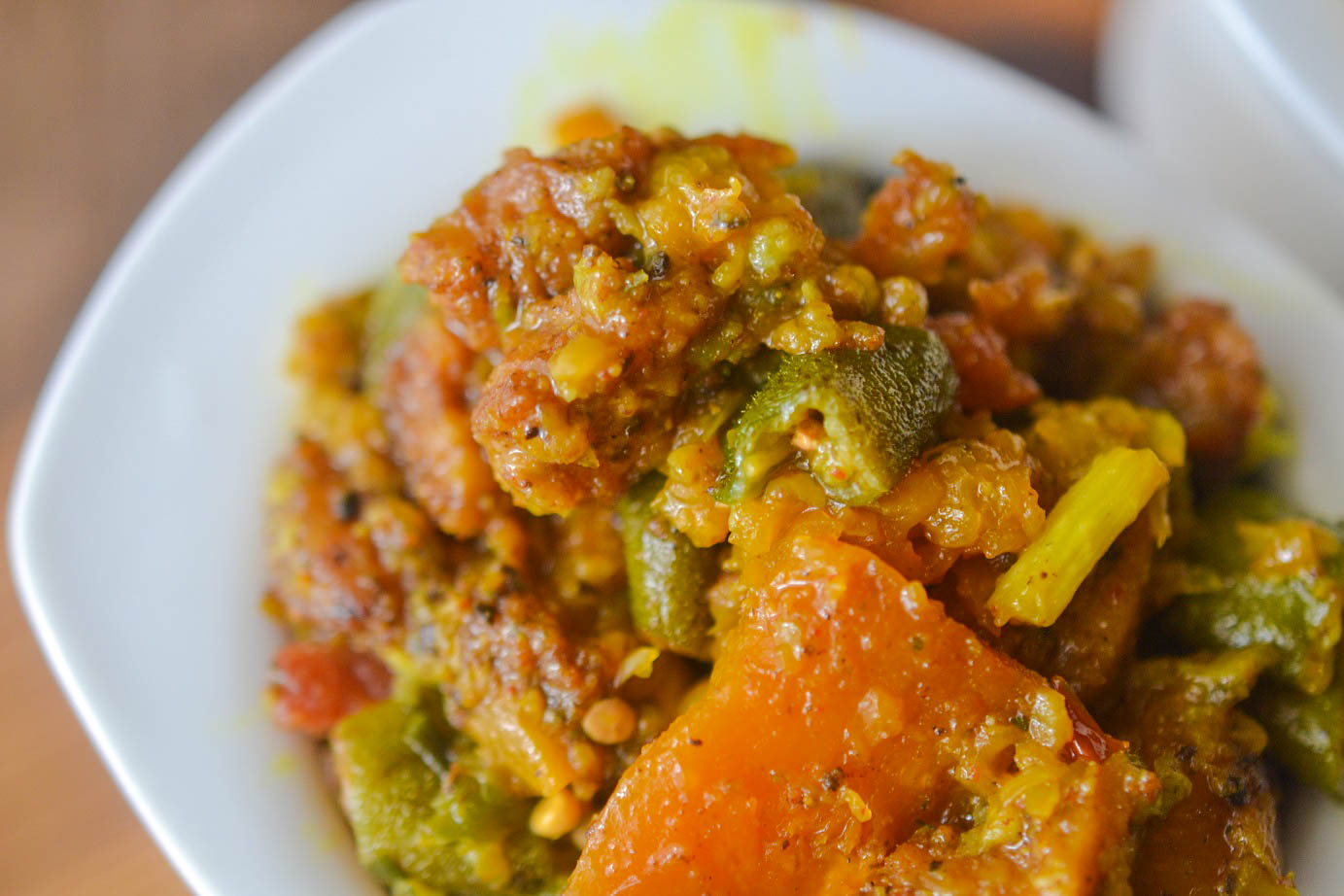 Greedy Girl : Foil roast curry conch with pumpkin and okra