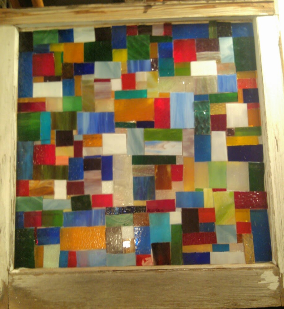 Charmed Enchantments: Patchwork Stained Glass Mosaic On Vintage Window