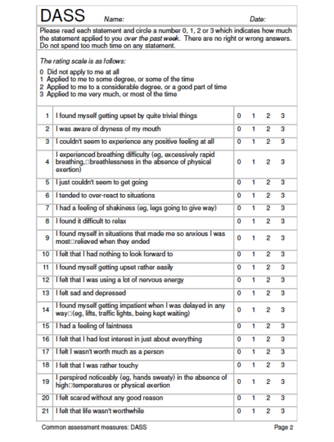 Syafiqah Azmi: DASS : Depression Anxiety Stress Scale