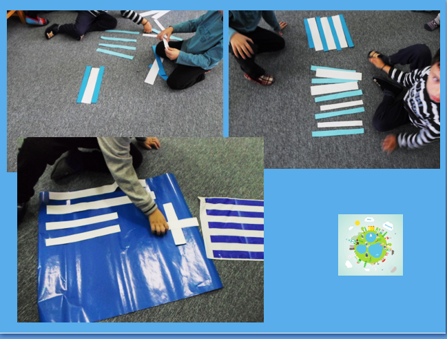 Hey Smurfs let's travel the world: Greek flag- craft