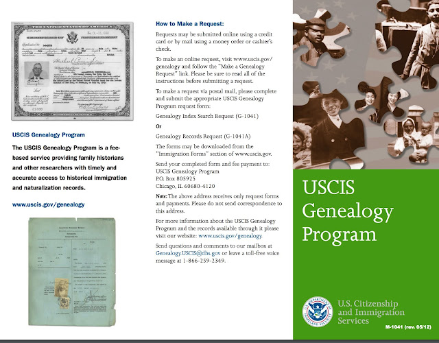 Genealogy from the U.S. Citizenship and Immigration Services (USCIS ...