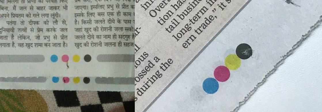 What are four coloured dots on Newspaper? What is CMYK?
