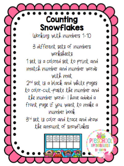 Winter Counting Snowflakes ~ Preschool Printables