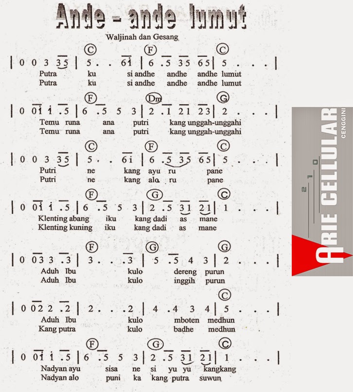 Not Lagu Daerah - ARIE CELLULAR