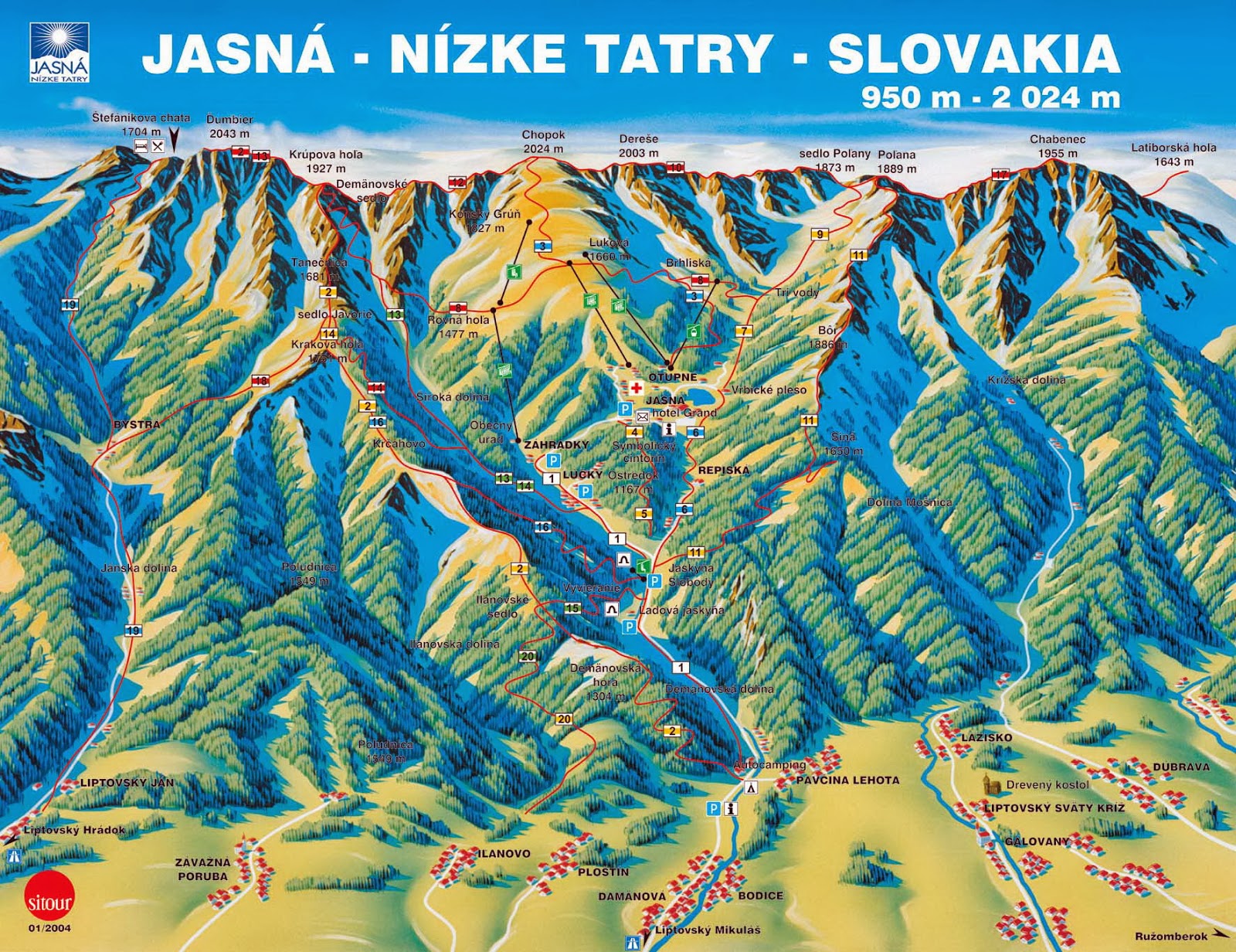 Jasná Nízke Tatry map