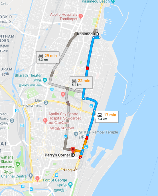 Kasimedu - Parry's Corner - Share Auto Routes – Chennai - Share Auto
