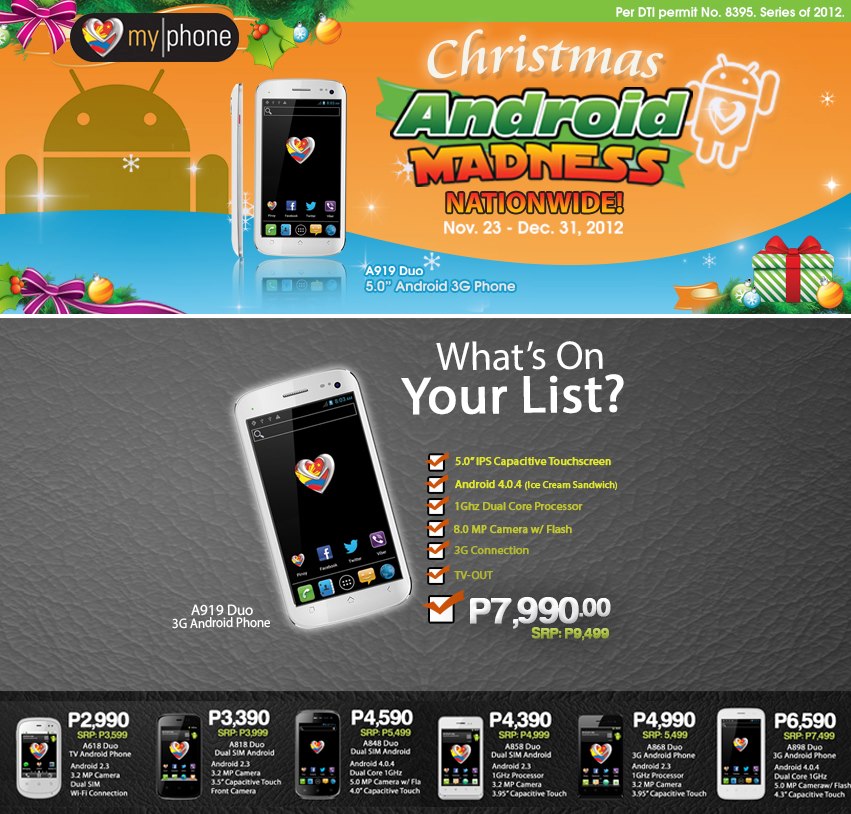 MyPhone A919 Duo Christmas Android Madness Promo Prices