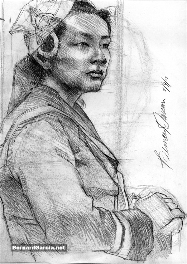 Drawing and Sketching by Artist Bernard Garcia: Young Asian Woman ...