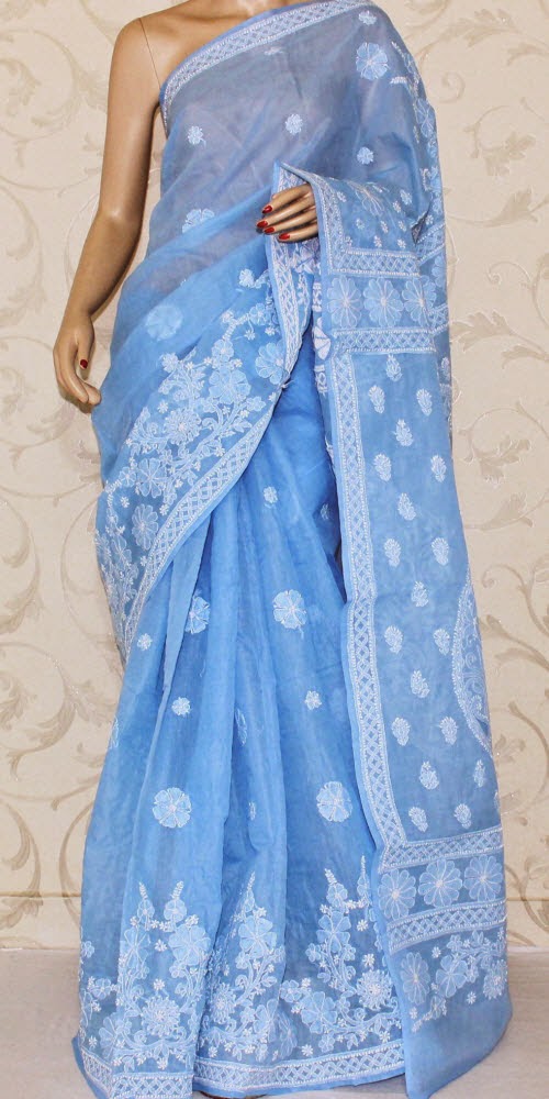Lucknowi Chikan Sarees : Buy the chikan Sarees Online from Maana Creation