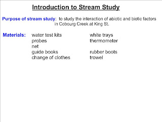 Gr 9 science: Introduction to Stream Study