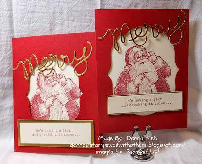 Stamps Well With Others: Label Framelit Window Card - Santa's List