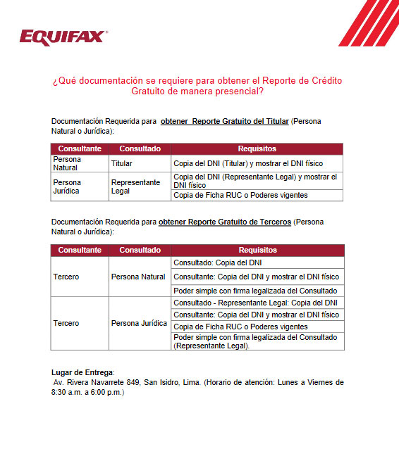 El Reporte de Deudas Infocorp Equifax - Gratuito de forma Presencial - Consulta Deudas GRATIS