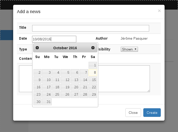 Using a JQuery datepicker in meteorjs