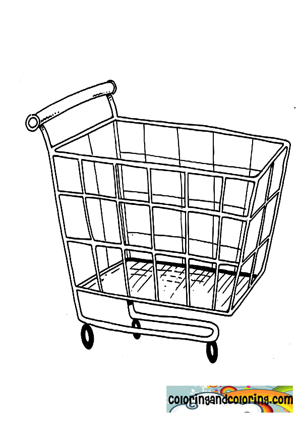 Shopping Cart Clip Art Free Sketch Coloring Page