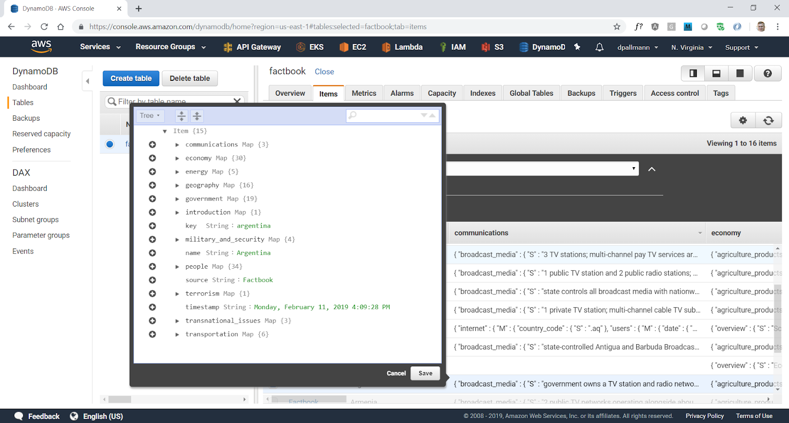 Fire + Ice: David Pallmann's Technology Blog: CIA World Factbook Data on AWS, Part 1: Loading ...