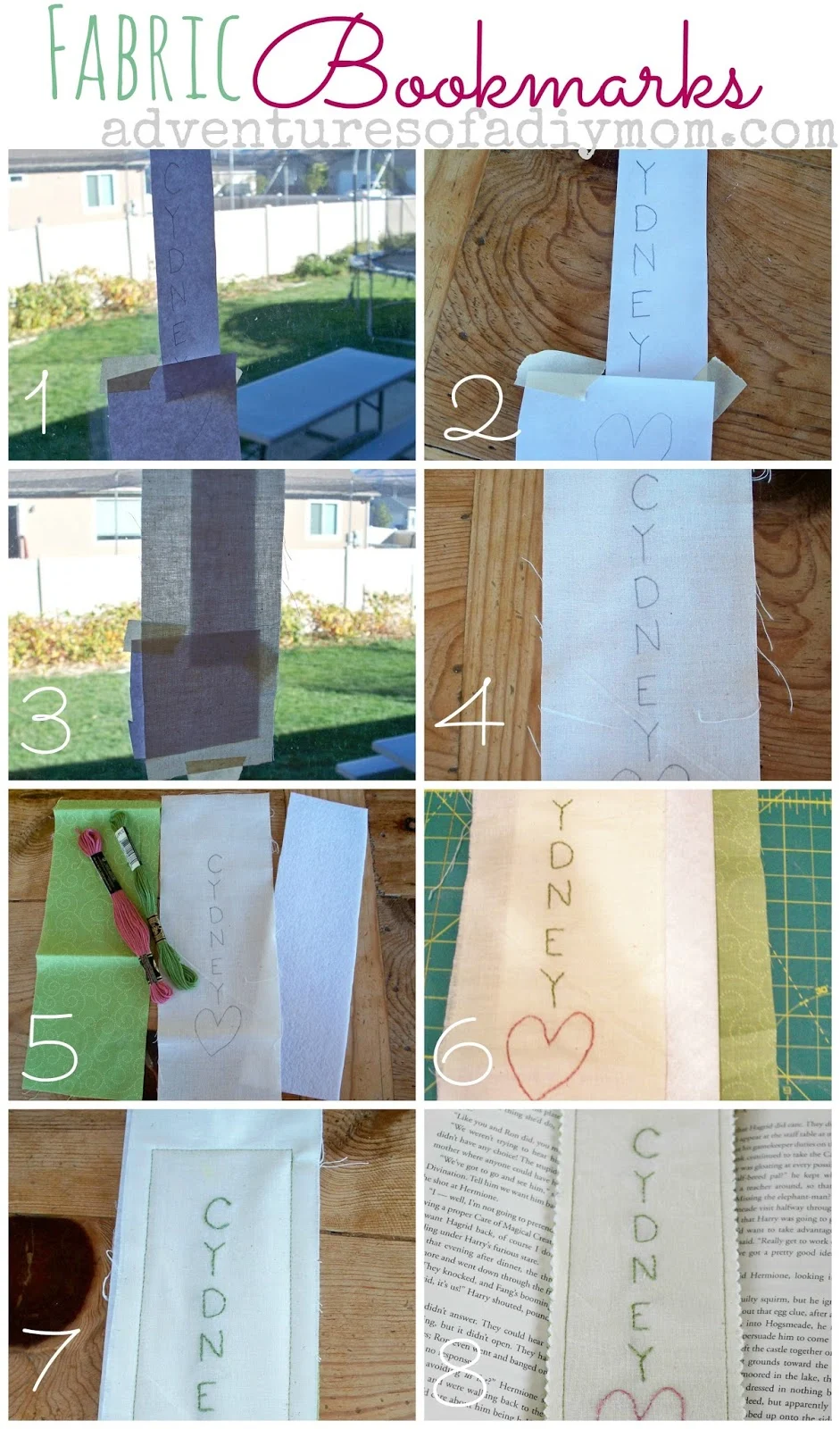 Fabric Embroidered Bookmarks - Adventures of a DIY Mom