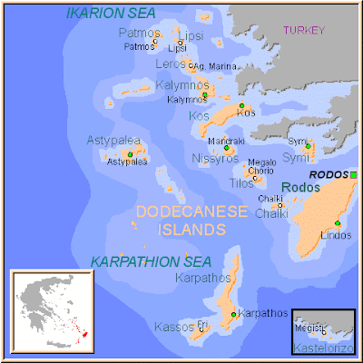 Dodecanese Map Geographic City | Greece Map Provincial City