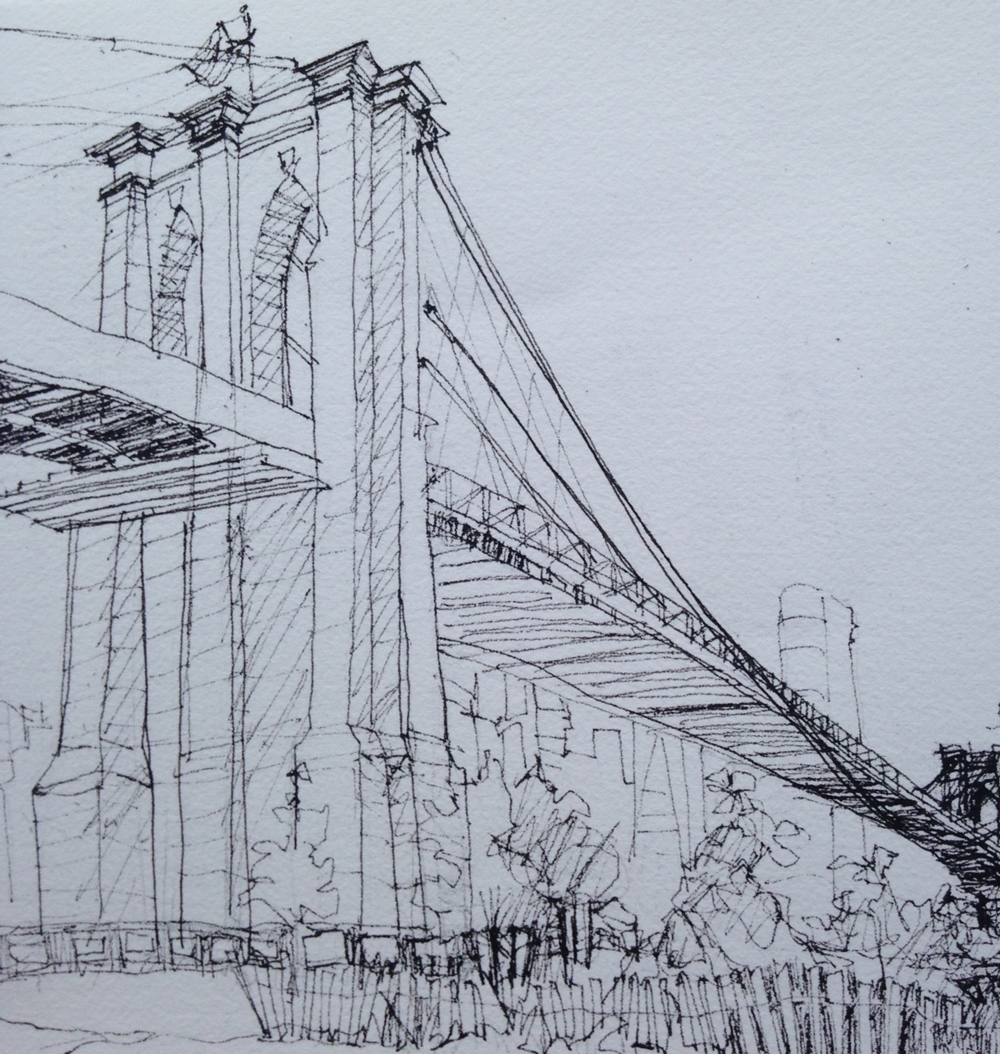 Brooklyn Bridge Side View Drawing