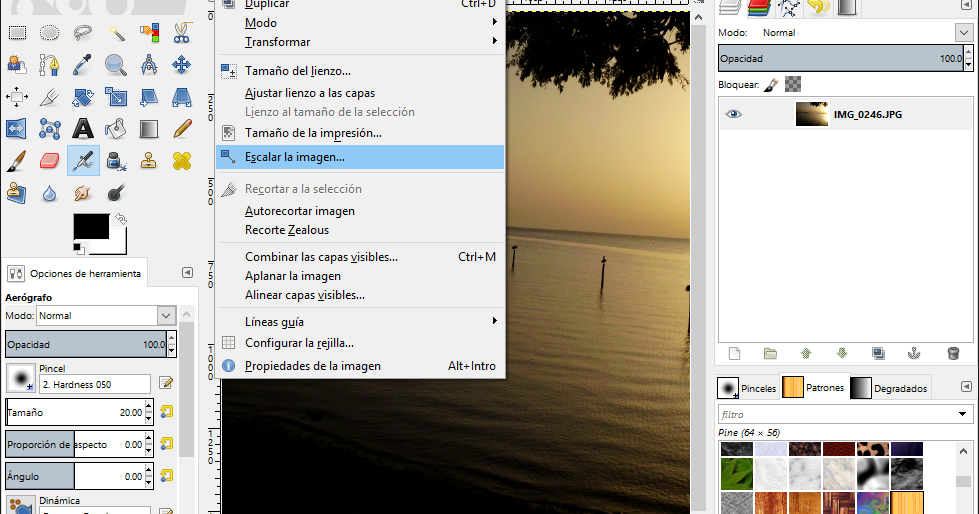 Cambiar resolución DPI o PPP en una fotografía con Gimp