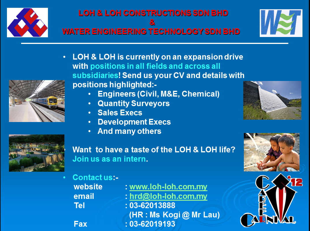 CAREER CARNIVAL UTM 2012: LOH&LOH CONSTRUCTION RECRUIT! APPLY NOW