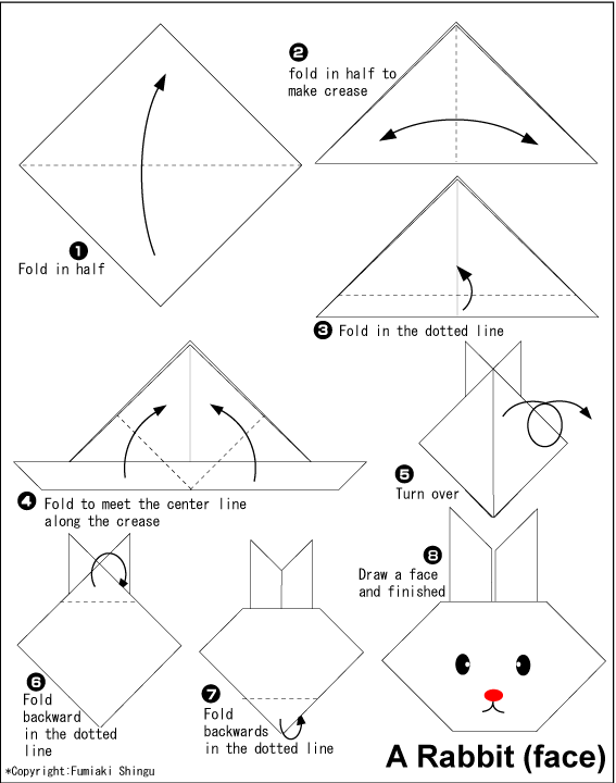 Origami Rabbit face Easy Origami Instructions For Kids Origami Rabbit face Easy Origami Instructions For Kids
