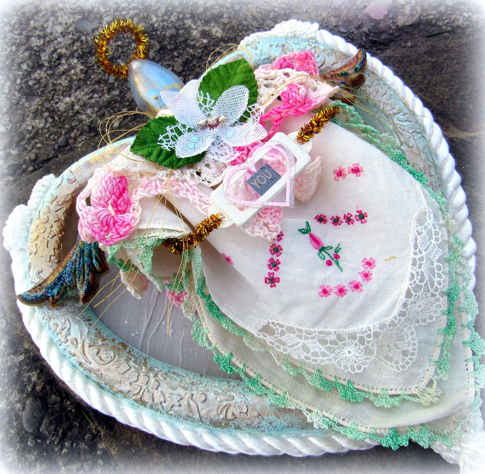 Mitralee: Vintage Hankie Heart Angel for LESSology