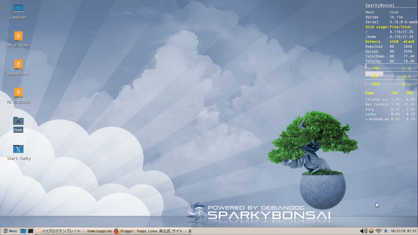 超軽量Linux：Debian/SparkylinuxをベースにしたGNU/Linuxディストリビューション Sparky Bonsaiを育てる2！-超軽量Linux,PuppyLinux ...