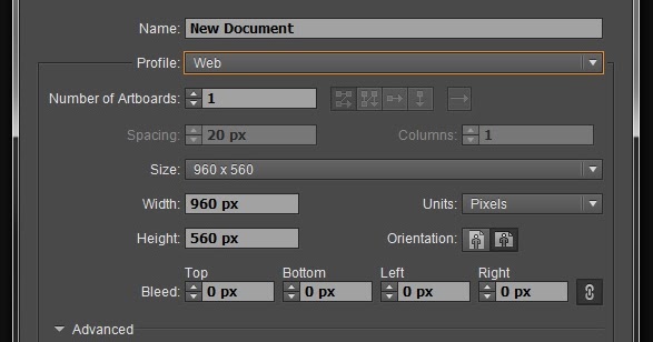 Creating New Document in Adobe Illustrator CS6