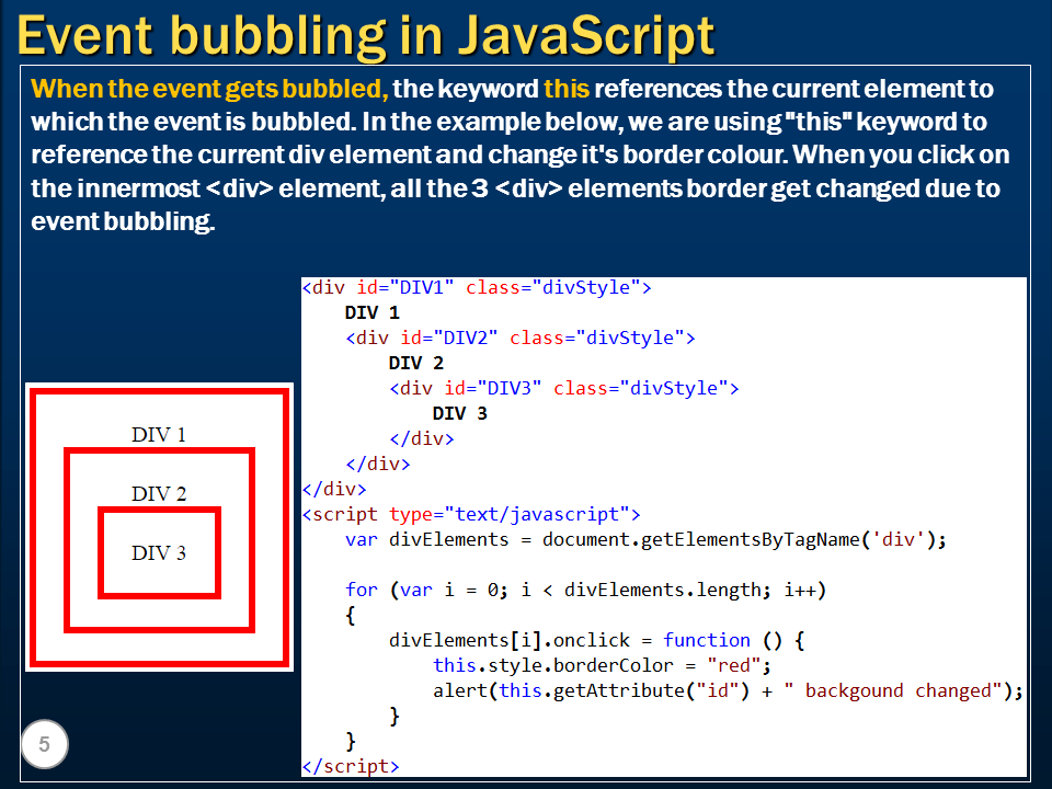 Sql server, .net and c# video tutorial: Event bubbling in JavaScript
